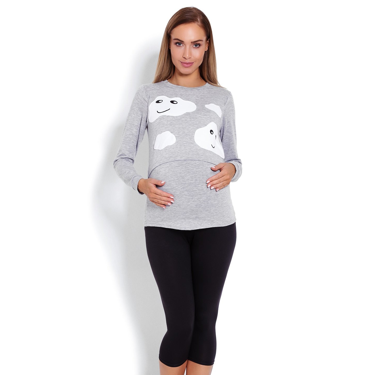 Pijama pentru alaptat, Work, gri cu norisori L-XL - eMAG.ro