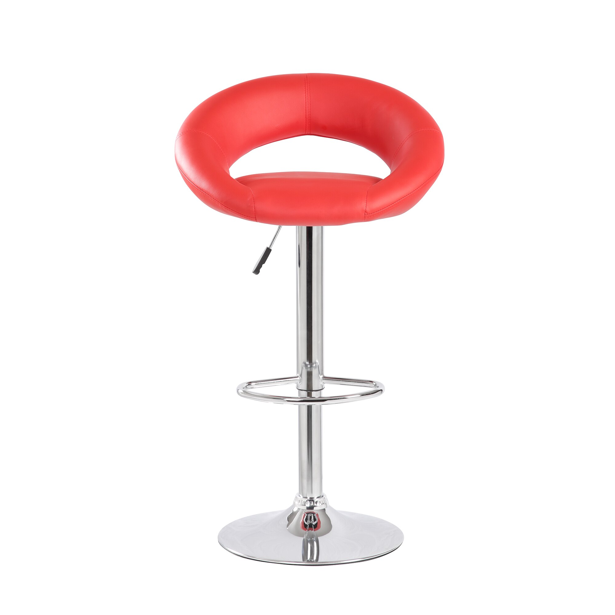 Scaun de bar cromat, Kring Inna, Piele Ecologica, Rosu - eMAG.ro