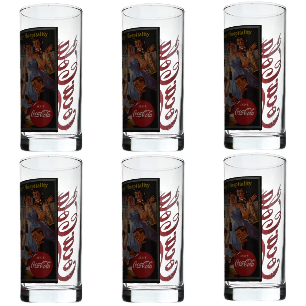 Set 6 pahare sticla, 290 ml, Ø 6 x h 13.5 cm, model Coca-Cola ...