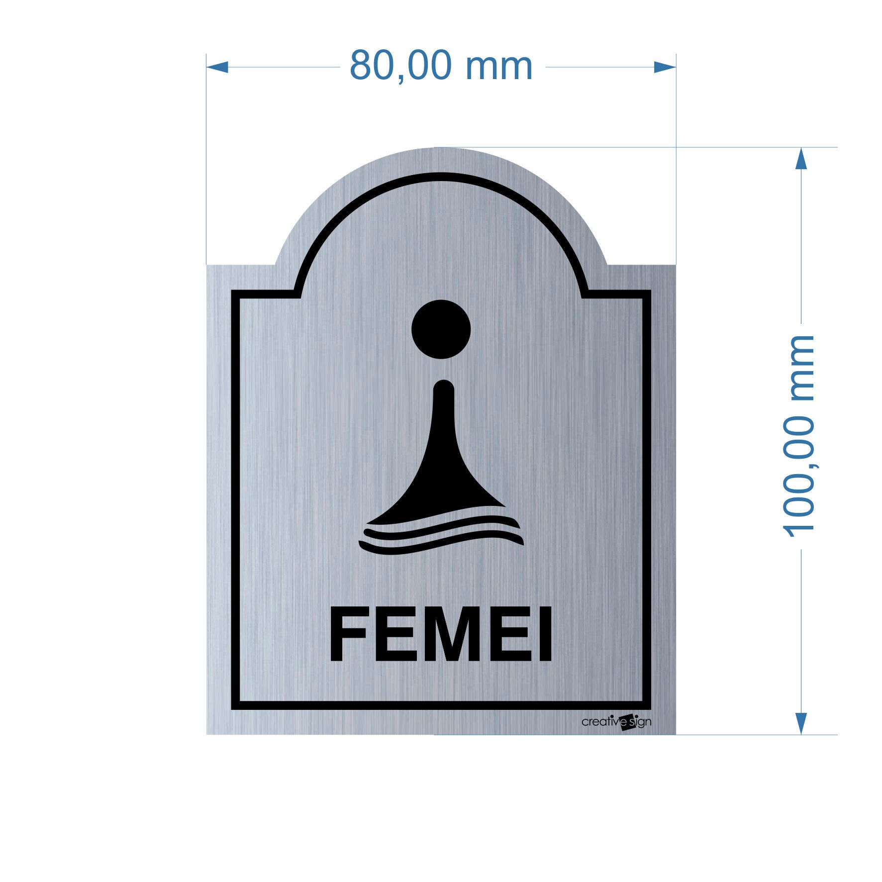 Indicator Toaleta Femei, argintiu, ABS gravat, 10x8 cm - eMAG.ro