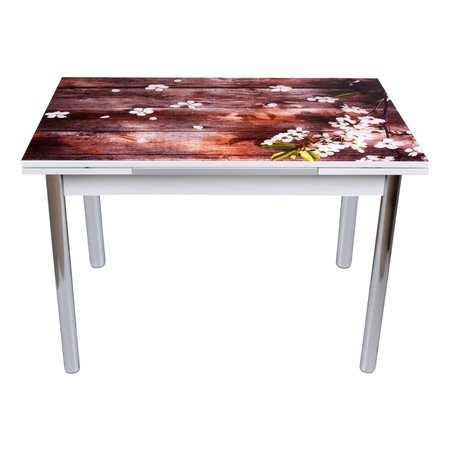 Masa extensibila Smart blat sticla desen flori cires 110x70,extinsa ...