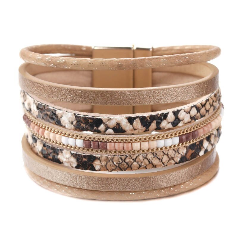 Bratara Lucco, de dama, multistrat maro, din piele - eMAG.ro