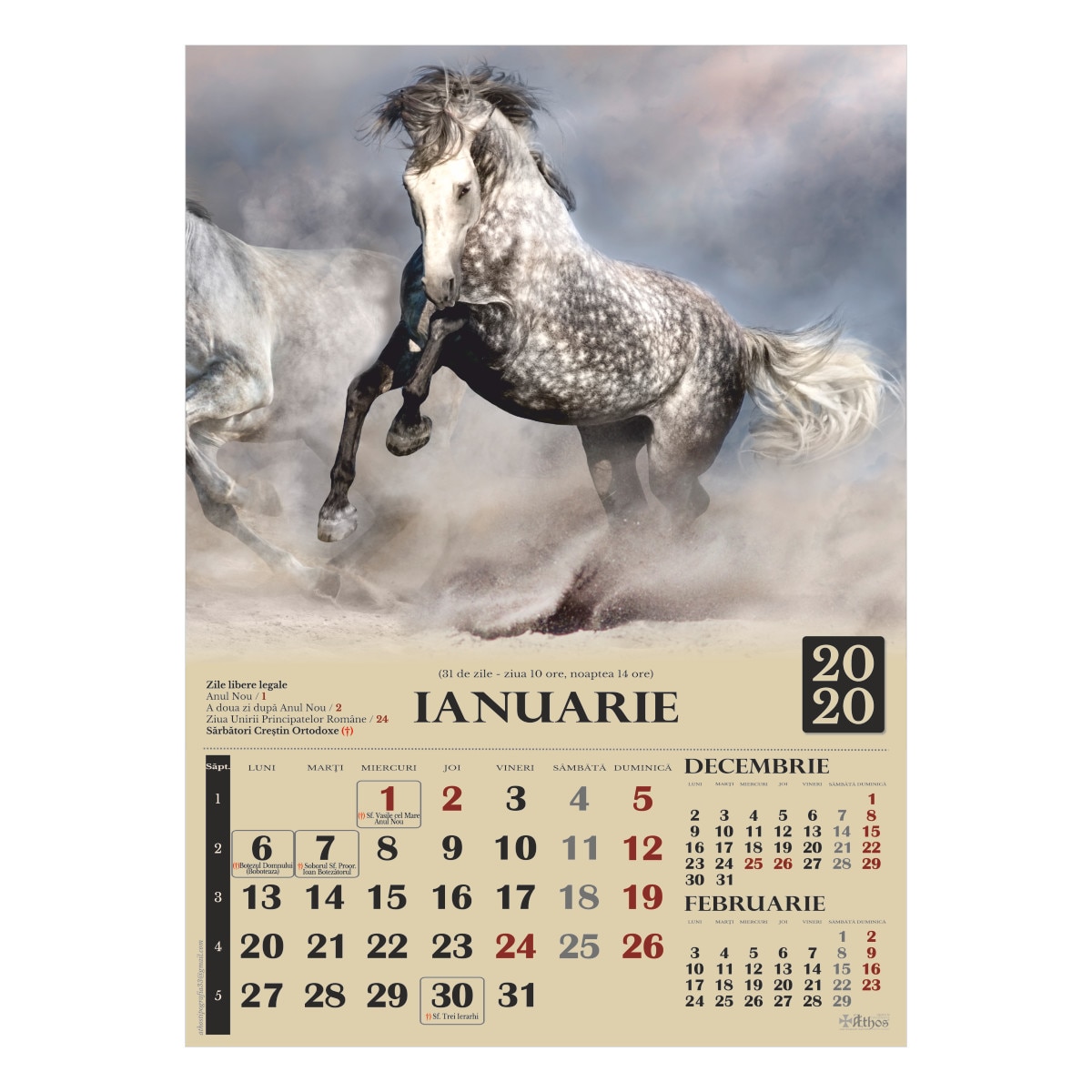 Set 200 Calendare de perete 2020 CAI 1, Athos, format A3, 13 file - eMAG.ro