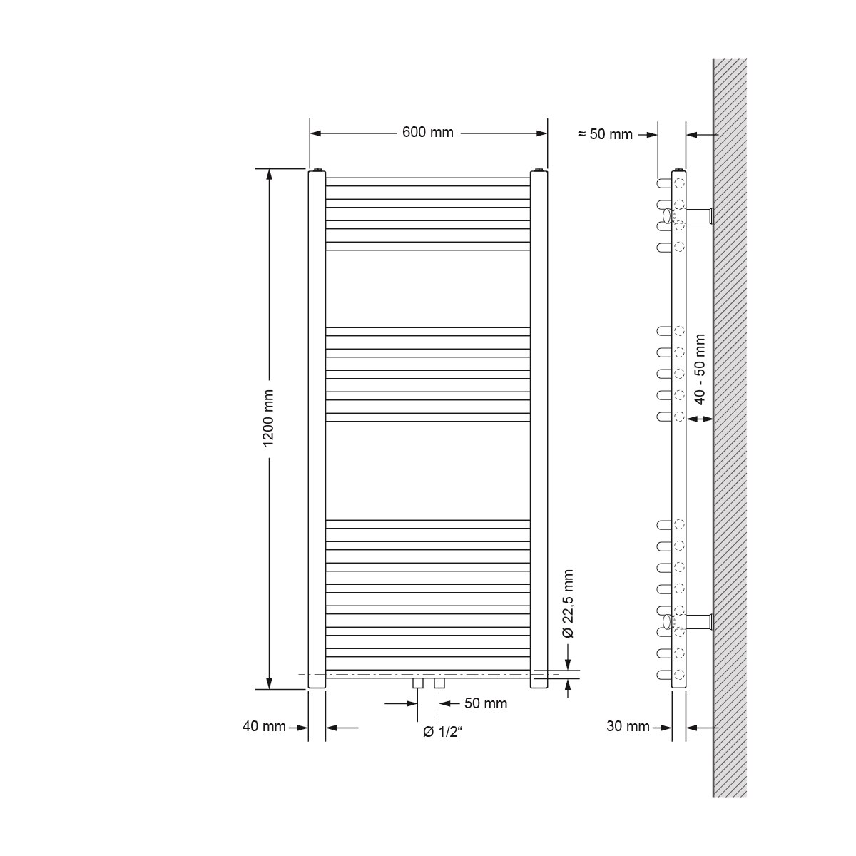 Radiator (calorifer) baie, ECD Germany, model Sahara, 600 x 1200 mm ...