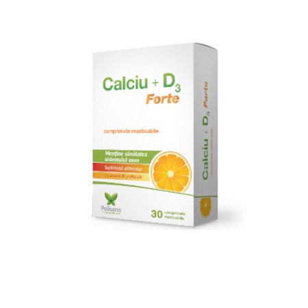 Calciu + D3 forte, 30 comprimate, Polipharma - eMAG.ro