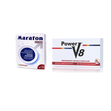 Pachet Maraton Forte, 20 Capsule Pentru Potenta + Power V8, 4 Capsule ...