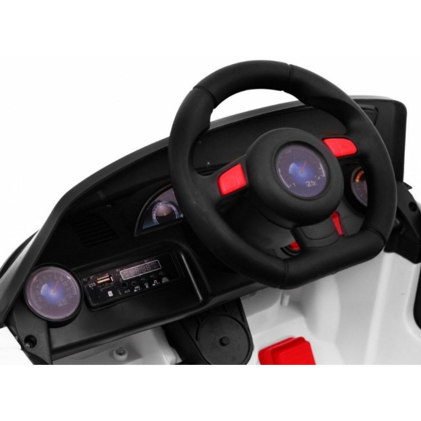 Masinuta electrica cu telecomanda, alba, cu acumulator de 12v - eMAG.ro