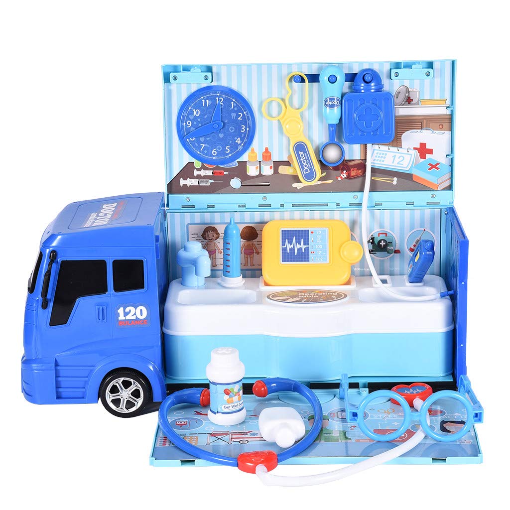 Jucarie Ambulanta medicala S.O.S Camion 2 in 1, Set interventie 32 ...