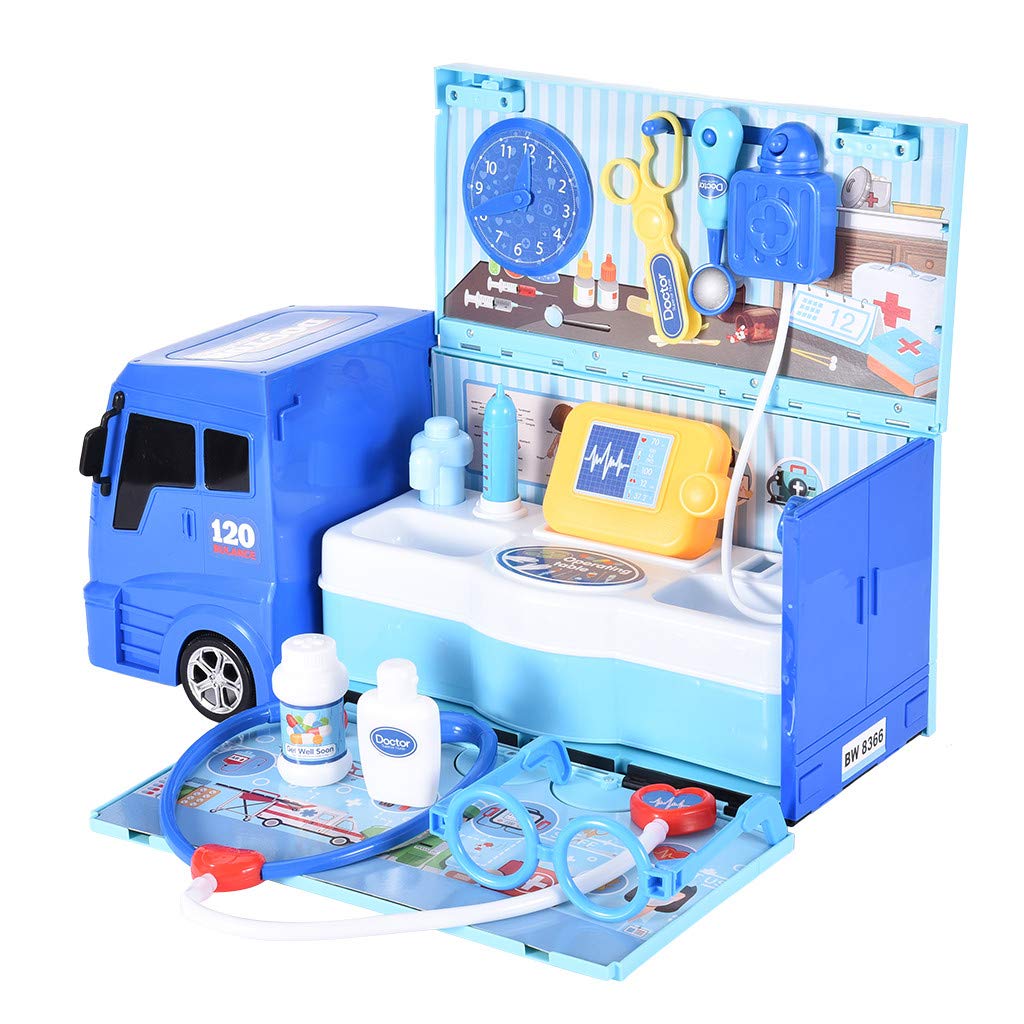 Jucarie Ambulanta medicala S.O.S Camion 2 in 1, Set interventie 32 ...