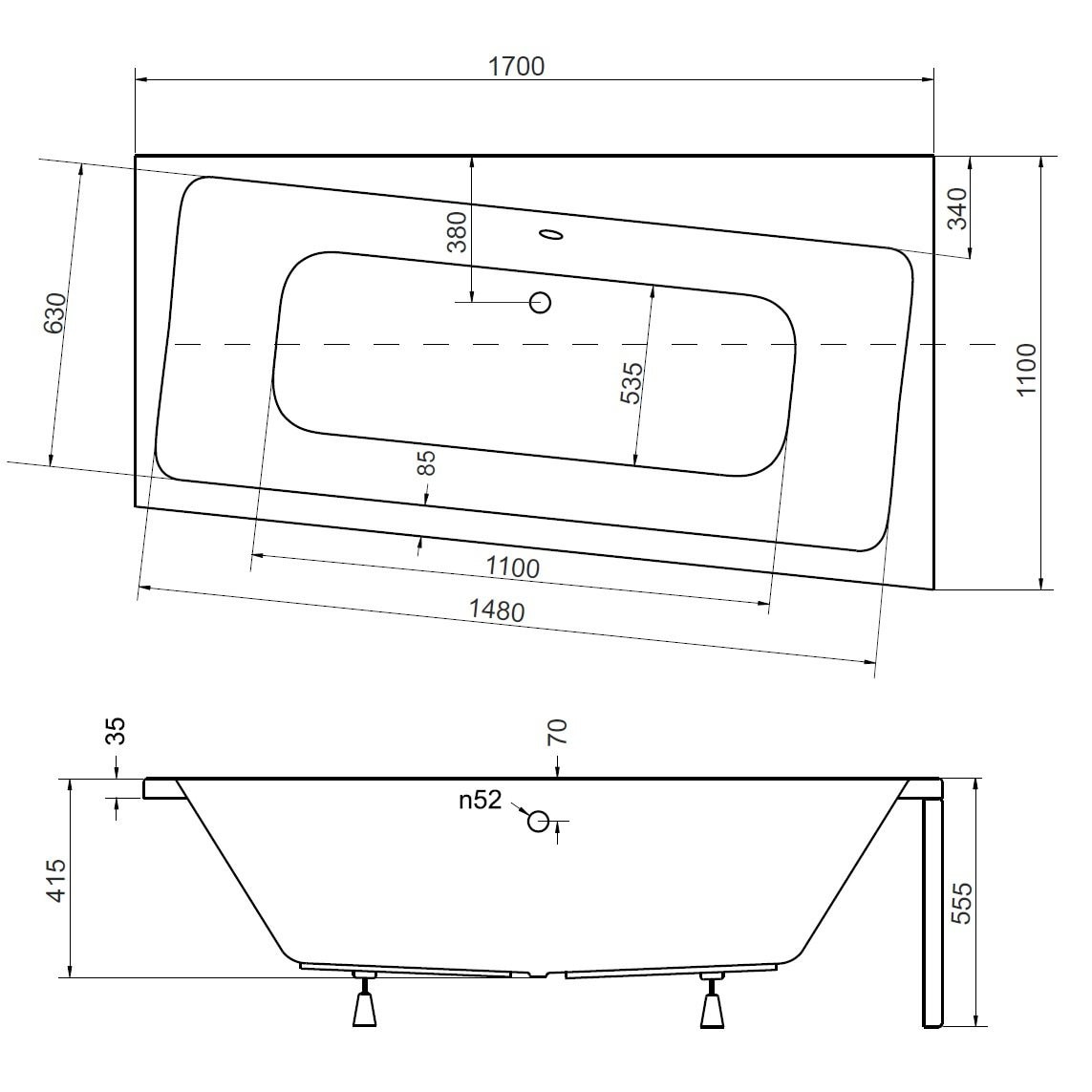 Masca pentru cada Besco Infinity 170cm, stanga - dreapta - eMAG.ro