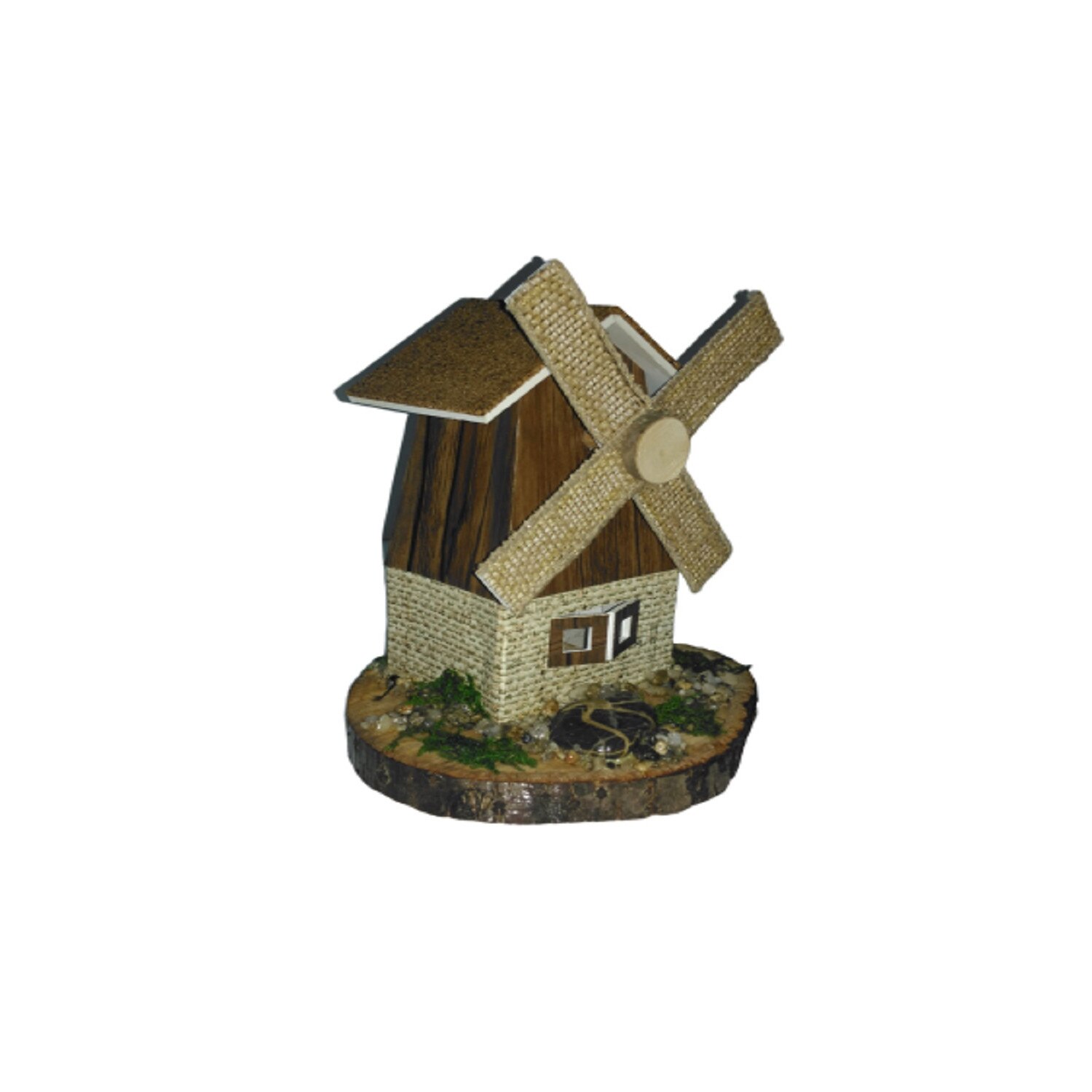 Moara de vant handmade montata pe rondea lemn lacuita model 47 - eMAG.ro