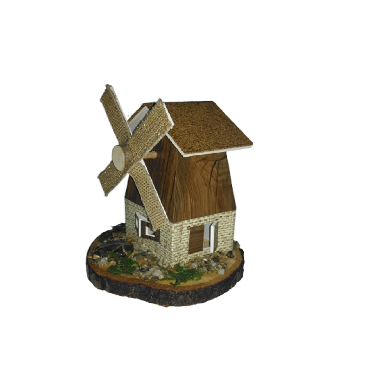 Moara de vant handmade montata pe rondea lemn lacuita model 47 - eMAG.ro