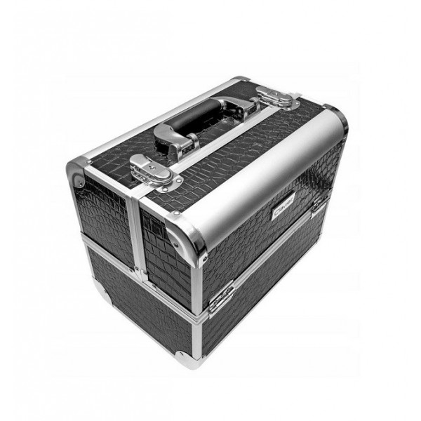 Geanta profesionala pentru cosmetice, medie, Gonga® Negru/Argintiu ...