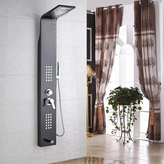 Panou dus hidromasaj inox 4 functii negru satinat TRENDY S - eMAG.ro