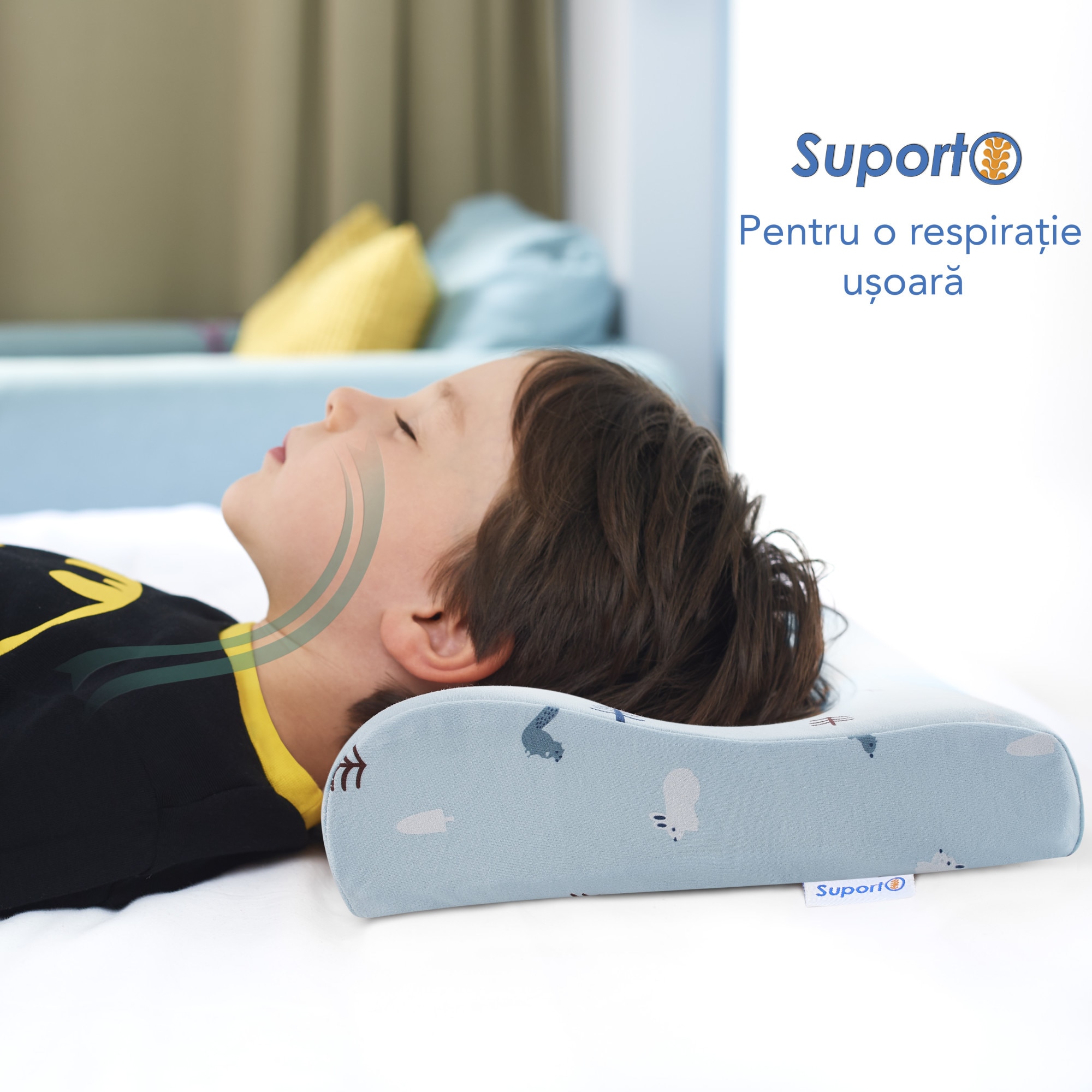 Perna pentru copii din spuma cu memorie, antialergica, cu 2 inaltimi si ...