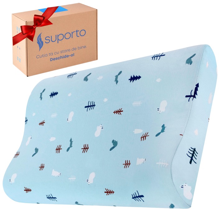 Perna pentru copii din spuma cu memorie, antialergica, cu 2 inaltimi si ...