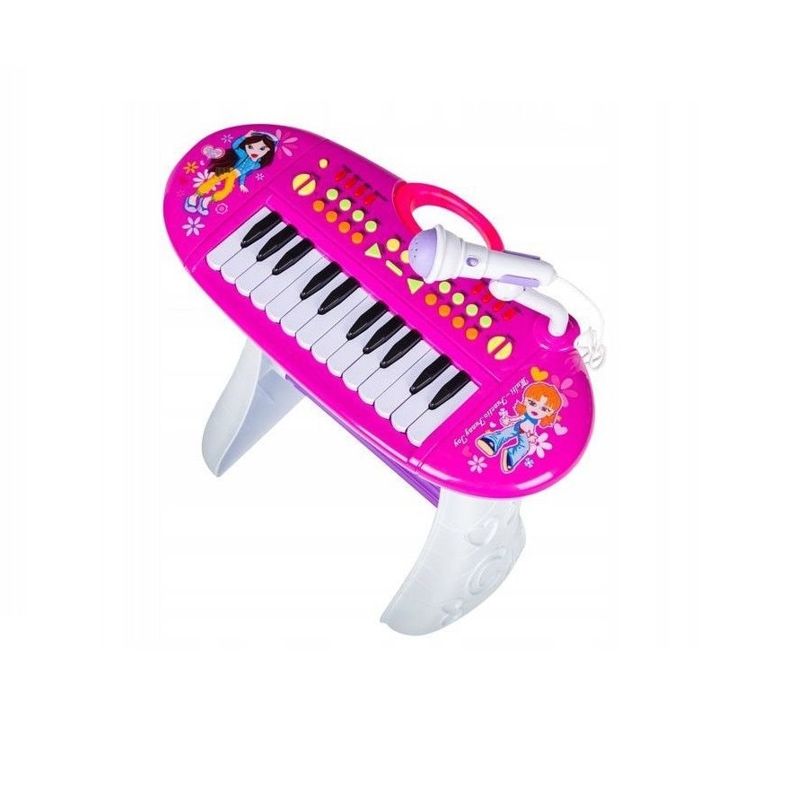 Електронен орган с микрофон и стол idealSTORE, Pink Hanna Singer ...