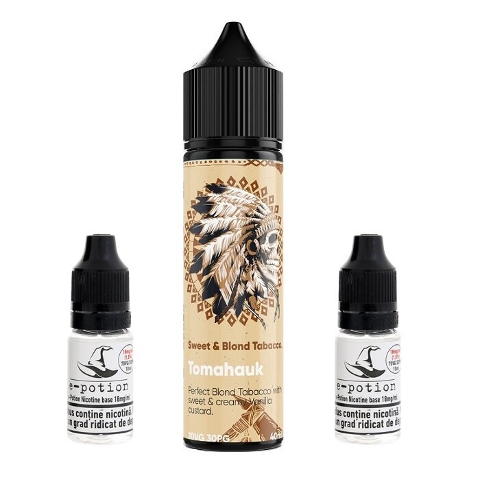 Pachet Lichid tigara electronica premium Tomahauk, 8mg/ml, 50ml cu nicotina, Lichid Tigara ...