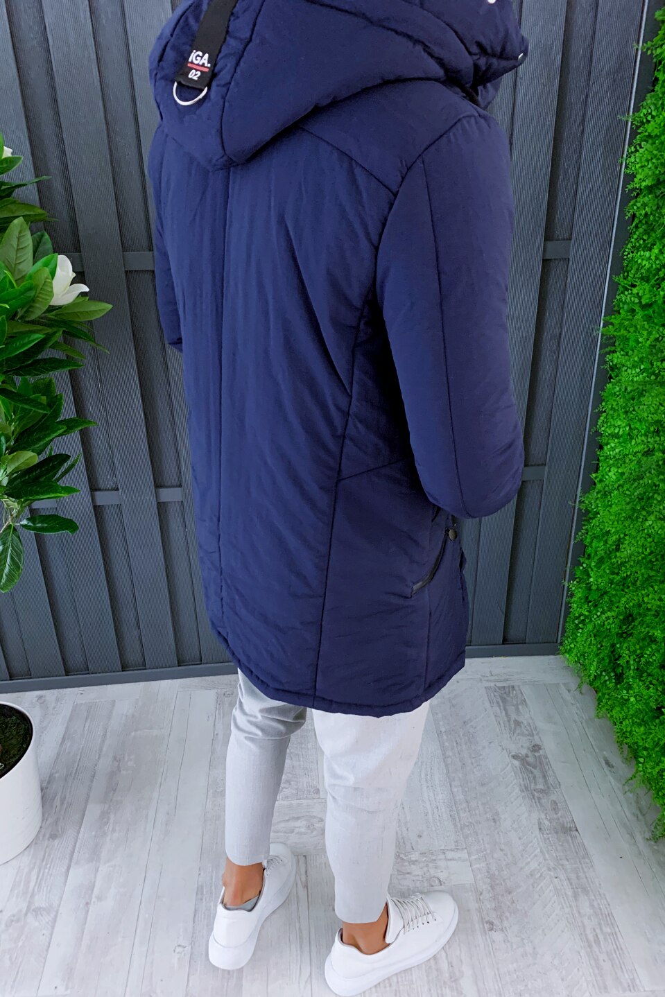 Geaca bleumarin, slim fit, pentru barbati, model lung, fashion, cu ...