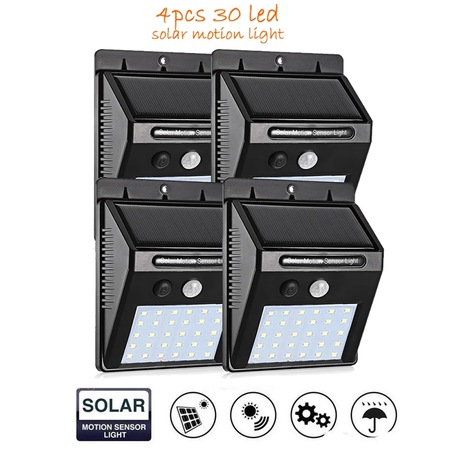 Set 4 becuri LED solare KAPP, cu senzor de miscare, 30 LED-uri - eMAG.ro