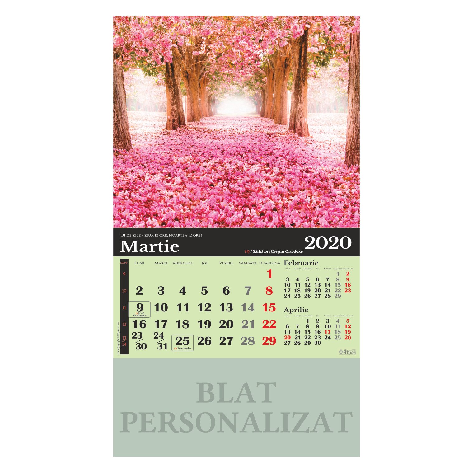 Set 350 Calendare de perete Personalizate 2020 PEISAJE 2, Athos, format ...