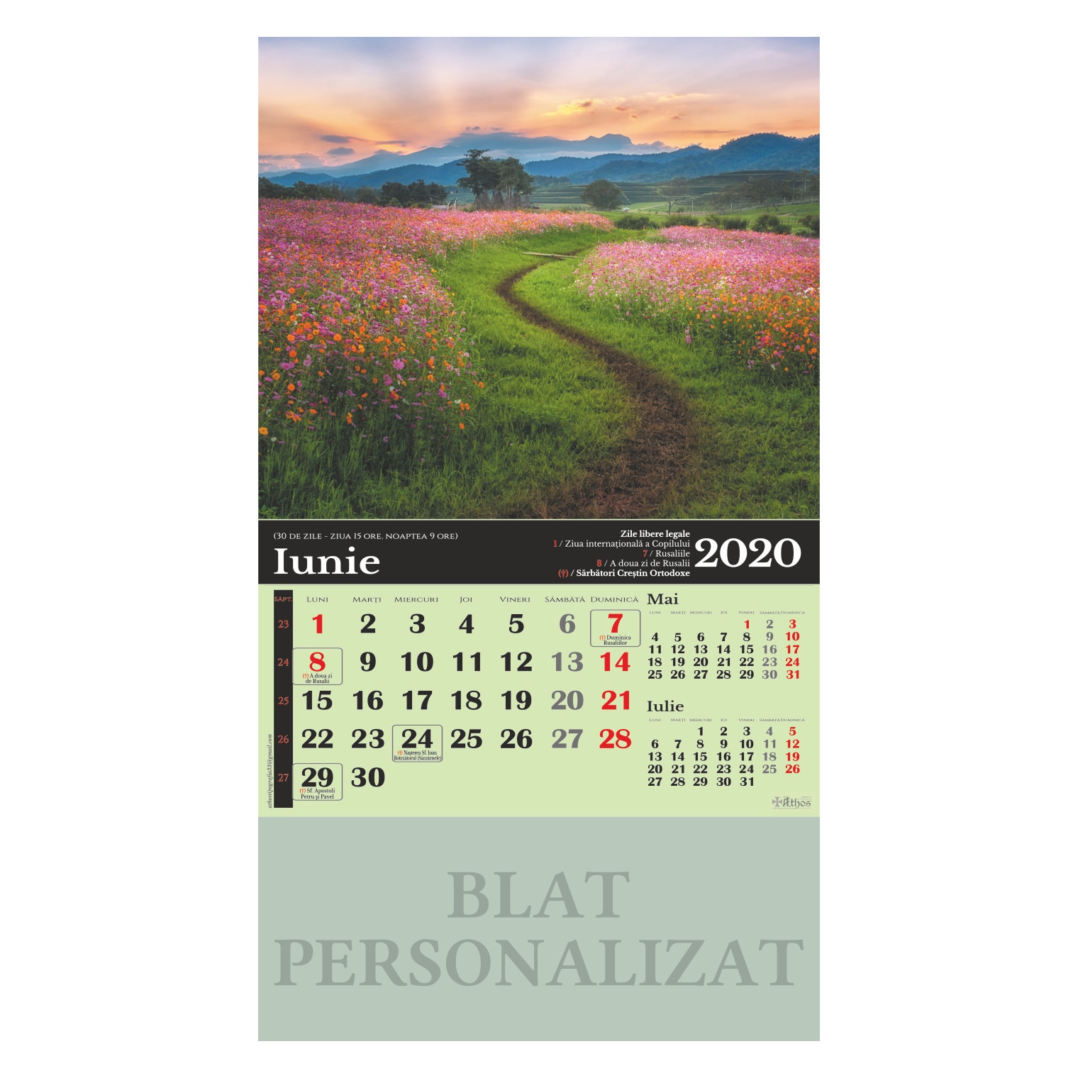 Set 350 Calendare de perete Personalizate 2020 PEISAJE 2, Athos, format ...