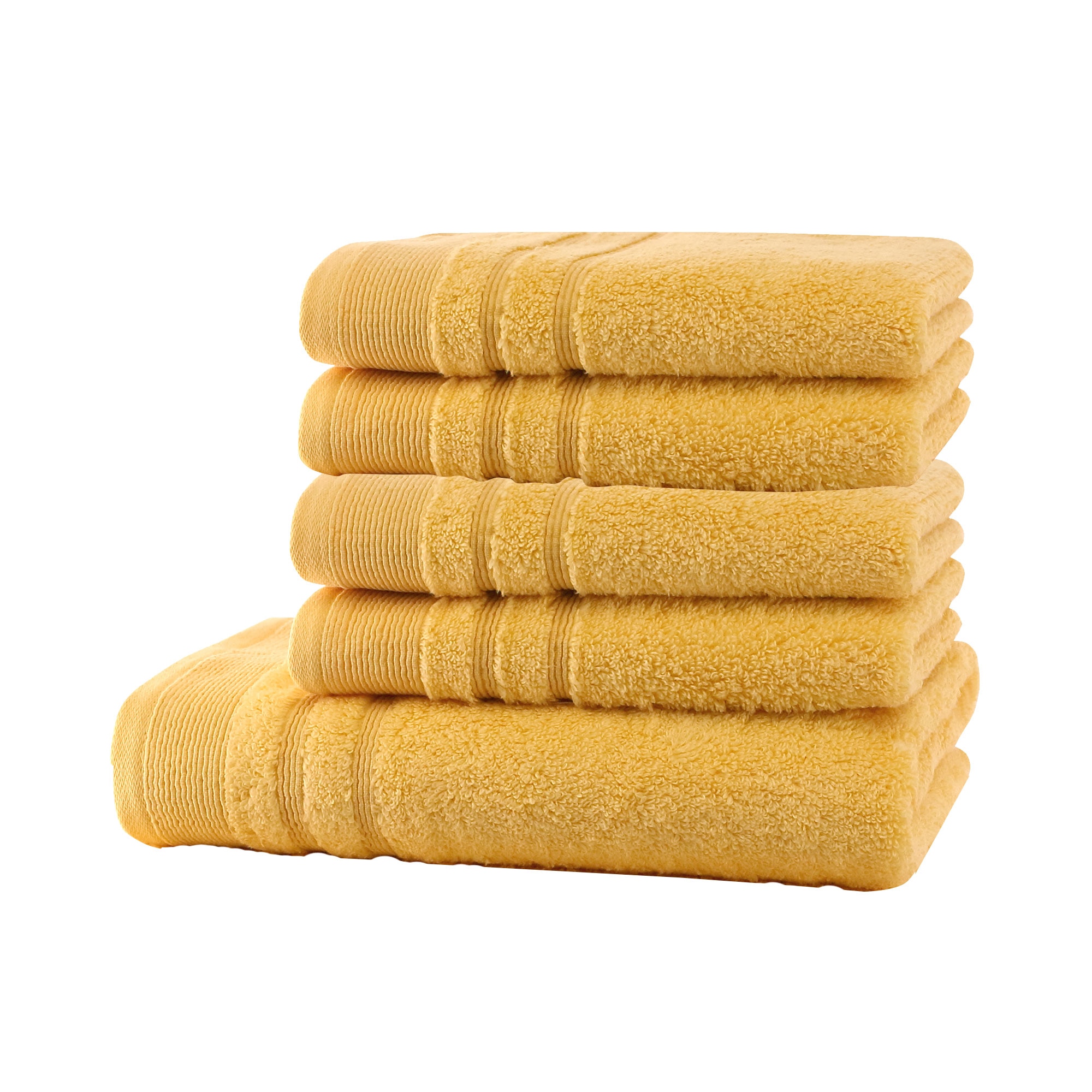 Set 5 prosoape baie Elegance Collection, Galben, 100% bumbac Terry ...