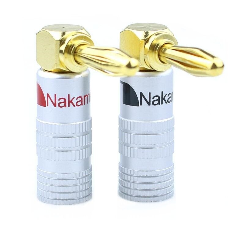 Set 2 bucati mufe cablu boxe tip banana cu blocare, cotite la 90 grade Nakamichi - eMAG.ro