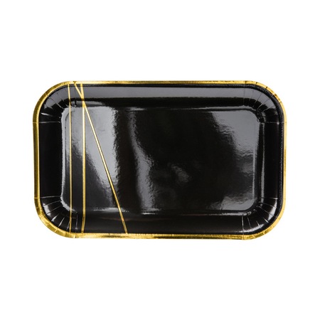 Set 6 platouri din carton, Deco, Negru/Auriu, 22 x 13,5cm - eMAG.ro