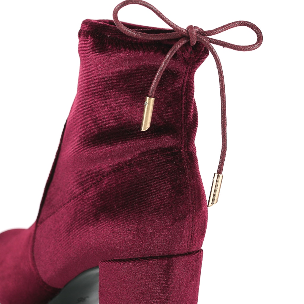 Botine catifea cu toc gros grena, Claudia Ghizzani - eMAG.ro