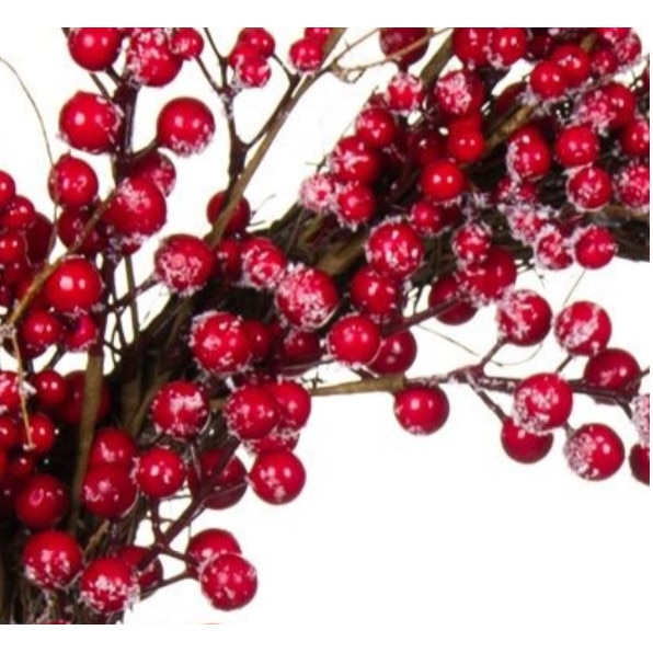 Coronita de Craciun decorata cu fructe de padure mici si rosii ...