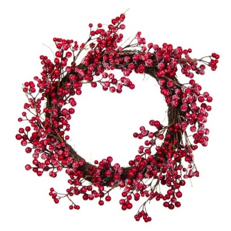 Coronita de Craciun decorata cu fructe de padure mici si rosii ...