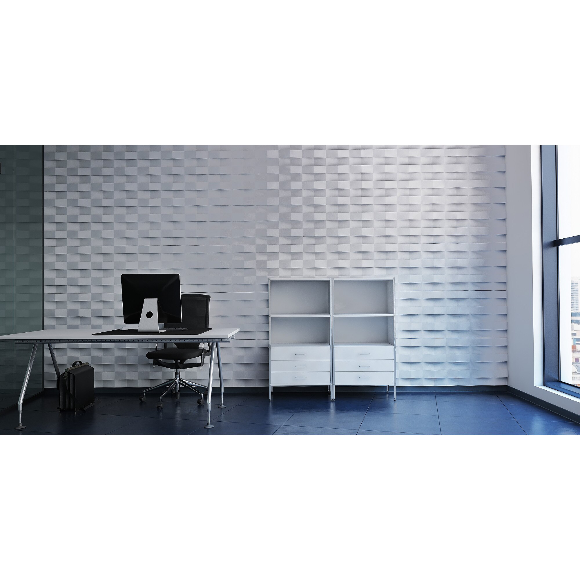 Panou decorativ 3D, ipsos - Model STEP BRICK, 50x50cm - eMAG.ro