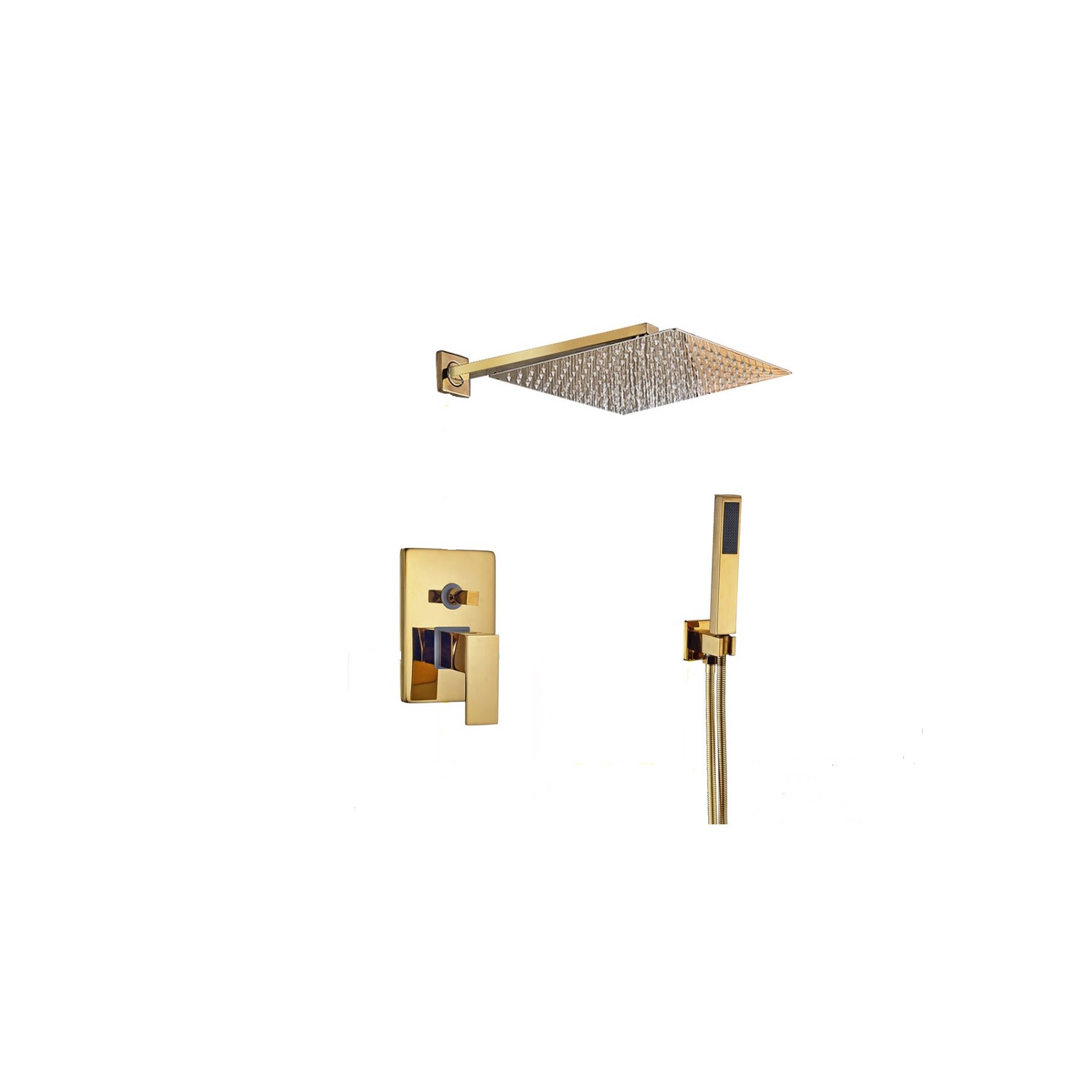 Set de dus Auriu, AquaSpa, Robinet de dus cu efect de ploaie, 3 Functii ...