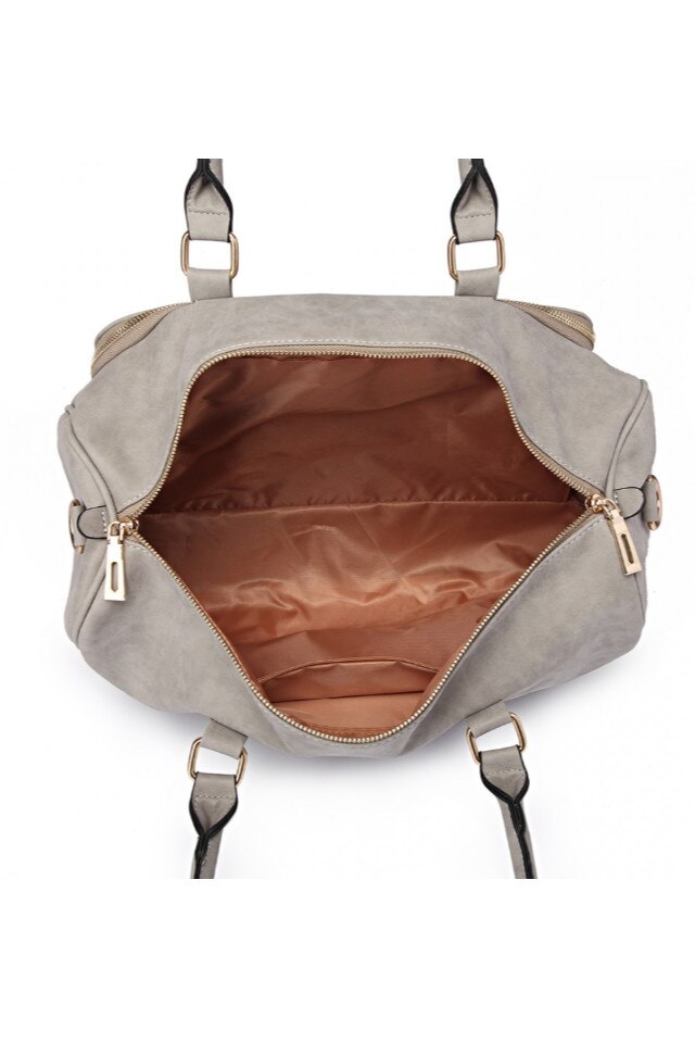 Set Geanta de Maternitate Miss Lulu din Piele ecologica Gri - eMAG.ro