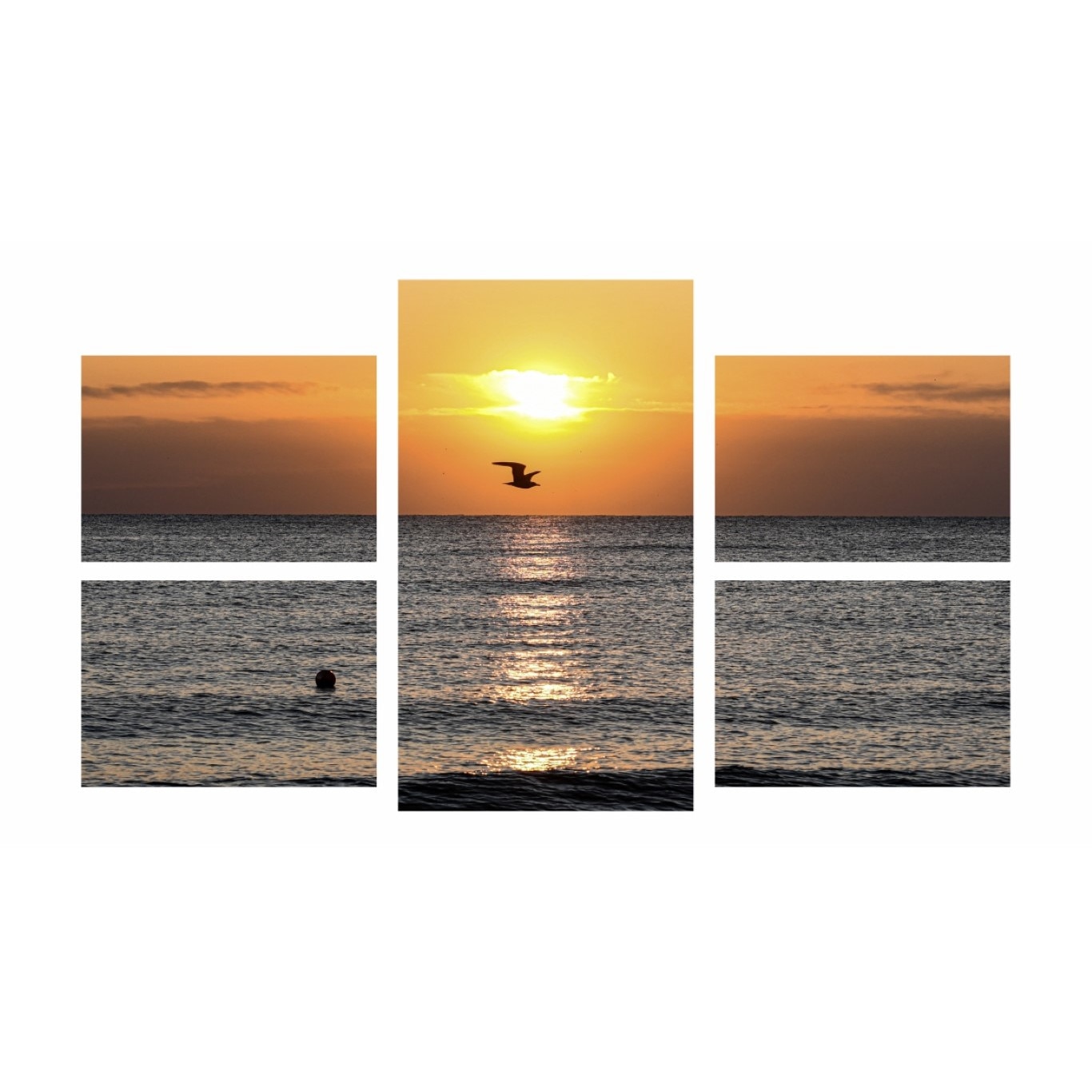 Set 5 tablouri multicanvas Rasaritul soarelui in Vama Veche, 90x160 cm ...