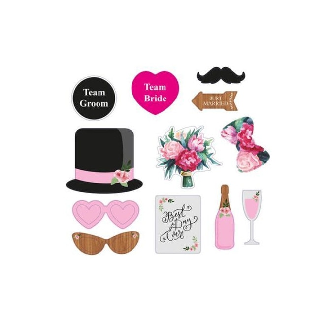 Set 12 props-uri pentru poze, tematica Nunta - eMAG.ro