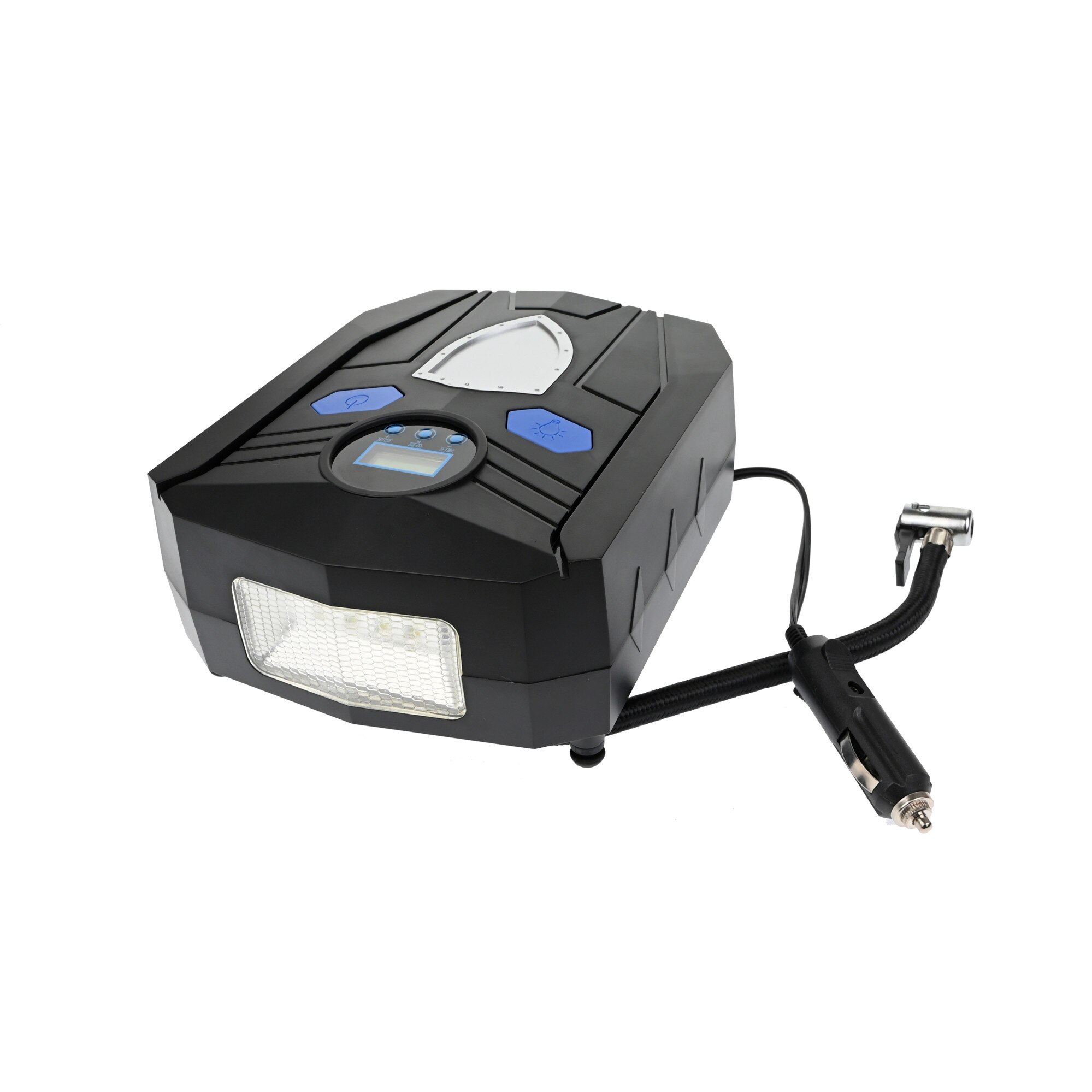 Set compresor auto cu manometru digital si lanterna, 12V (bricheta ...