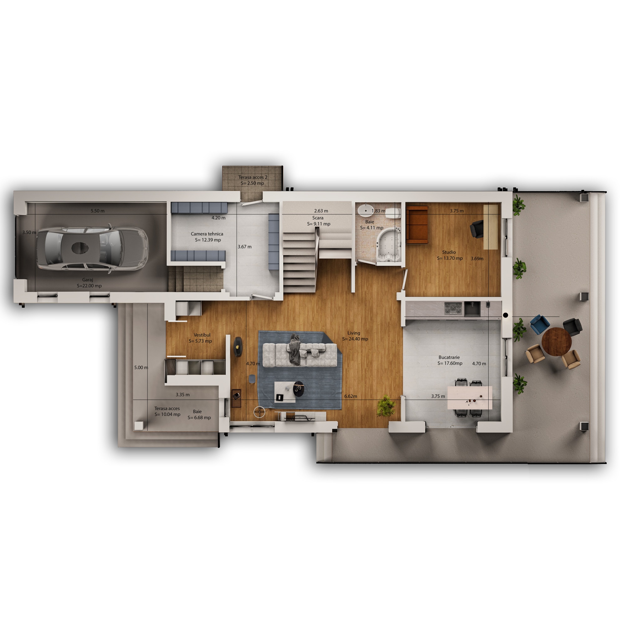 Proiect casa cu etaj si garaj, 5 camere, decomandata, suprafata utila ...