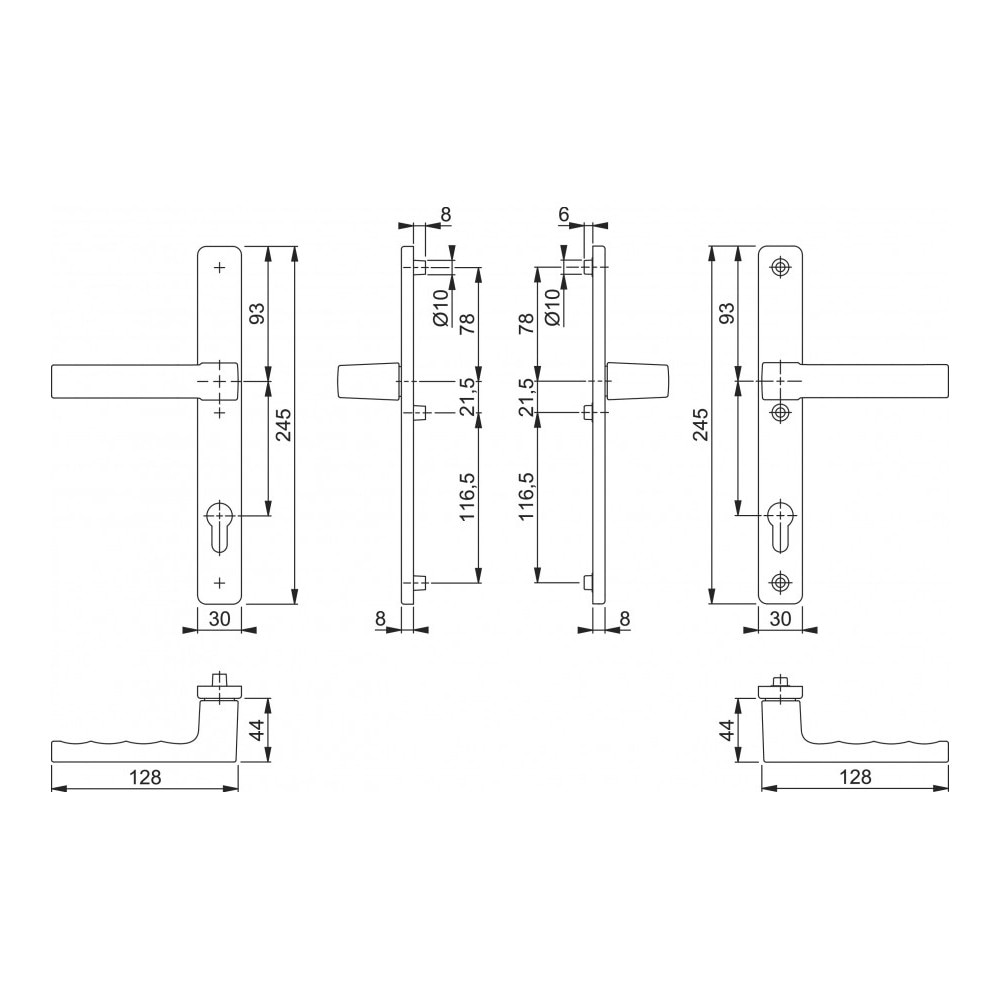 Maner pentru usa PVC, Hoppe Toulon, din aluminiu, latime 30 mm, interax ...