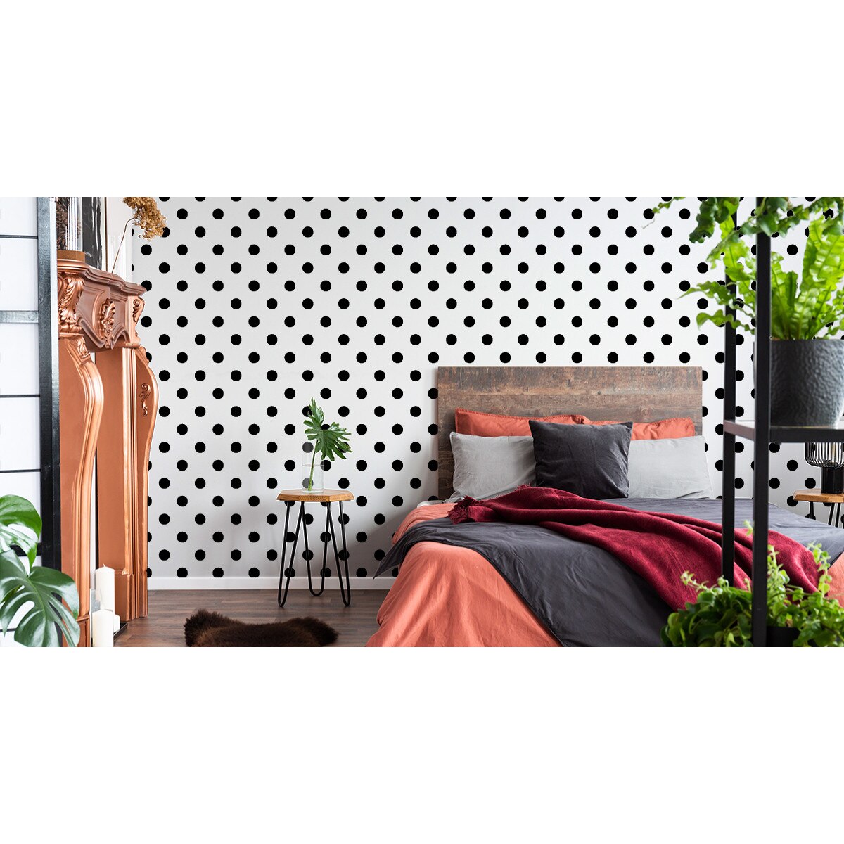 Tapet Buline Clasice Negre pe un Fundal Alb 10m x 53cm - eMAG.ro