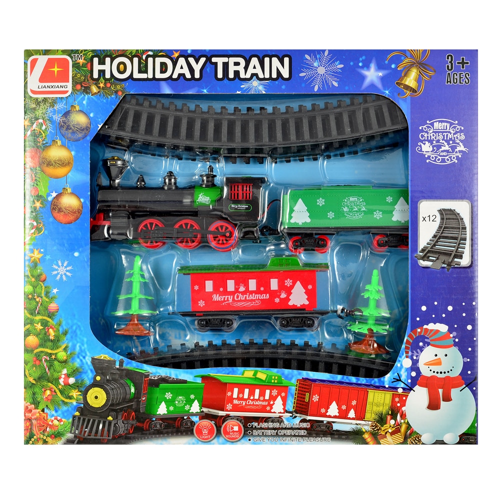 Trenuletul electric al lui Mos Craciun cu 4m sina, lumini si sunete ...