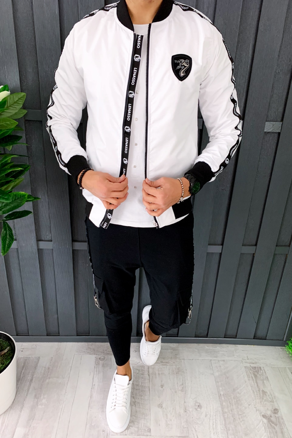 Geaca alba, pentru barbati, slim fit, Lenasso, XL - eMAG.ro