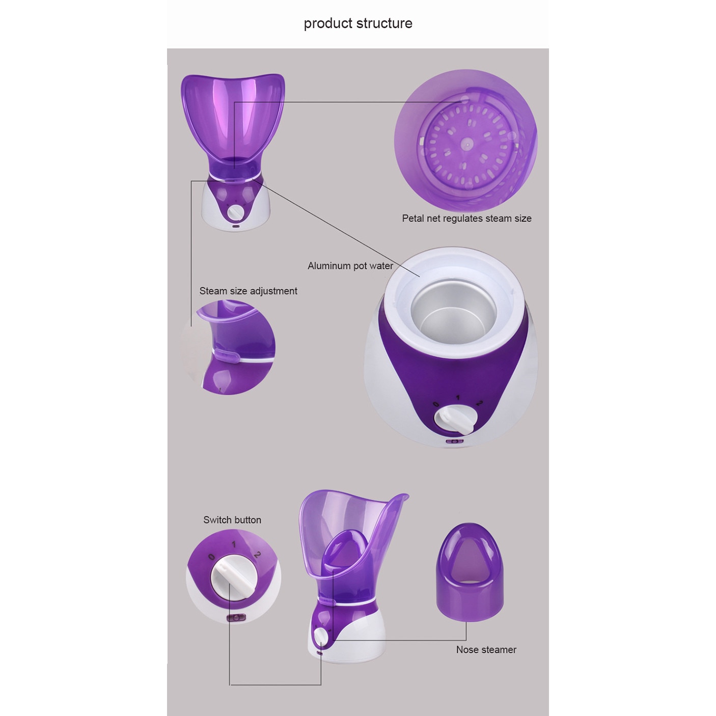 Sauna faciala, cu inhalator nazal,curatare ten,130W, 2 trepte - eMAG.ro