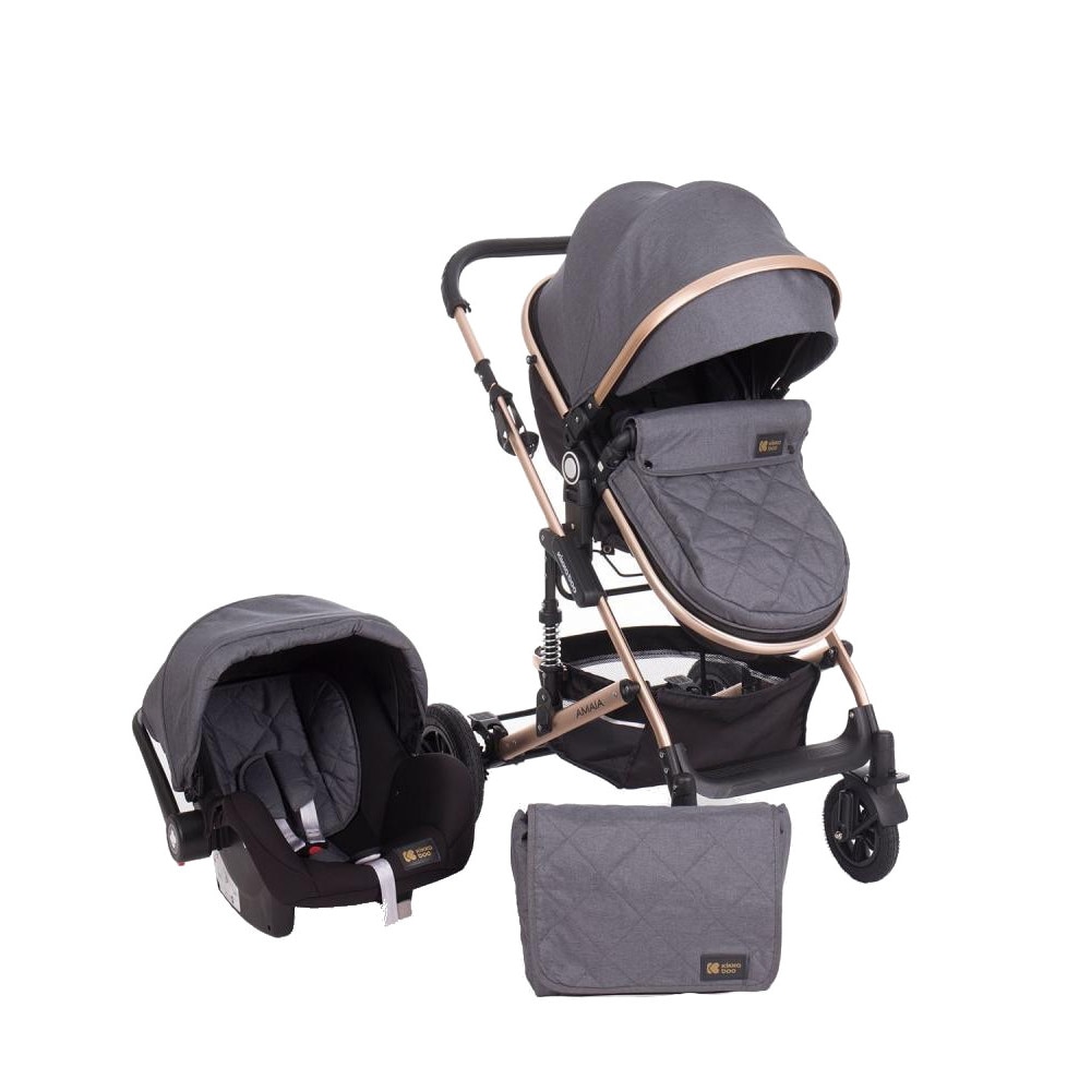 Carucior transformabil KikkaBoo 3 in 1 Amaia Black/dark grey - eMAG.ro