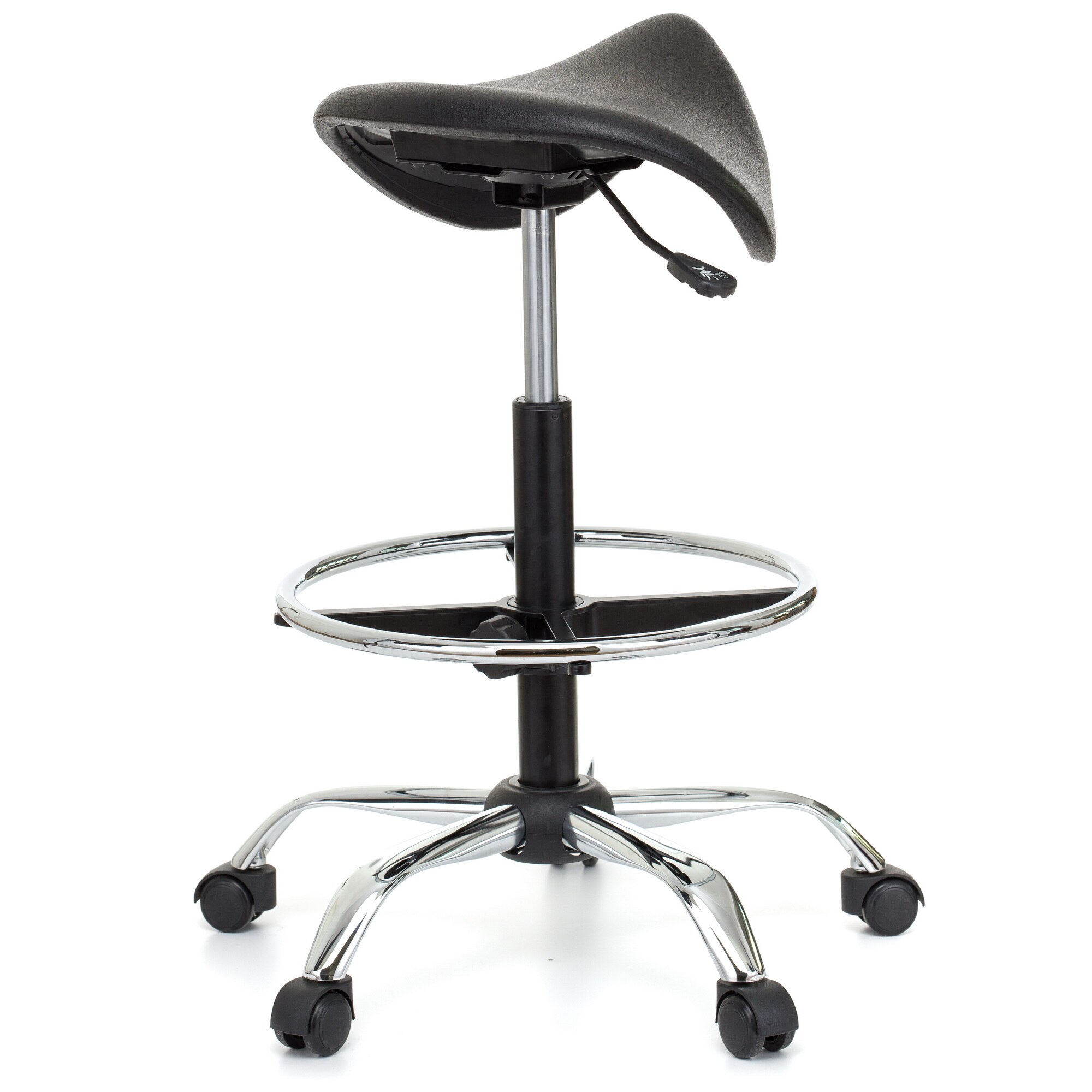 Scaun laborator QMOBILI 1290 EXT MIU CR Negru, suport picioare, sezut ...