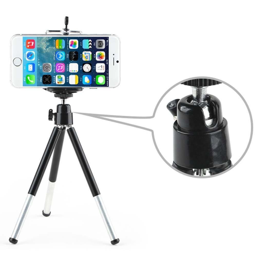 Mini trepied din aluminiu, cu clema pentru telefon, negru, Gonga - eMAG.ro