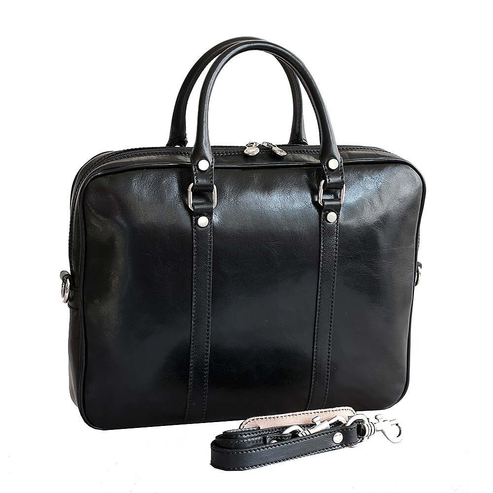 Geanta laptop din piele naturala, util land, neagra, LS142 - eMAG.ro