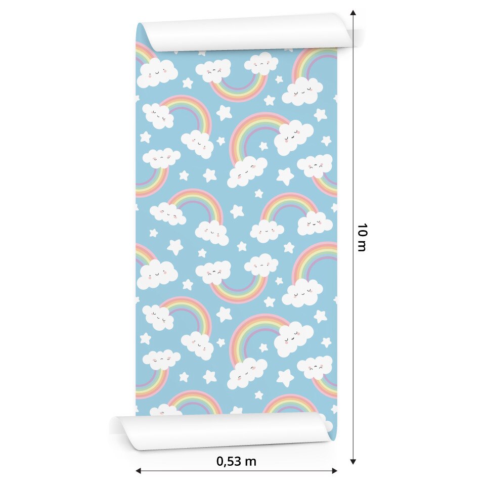 Tapet Copii Nori si Curcubeu Vesel, Fototapet 53cm x 10m - eMAG.ro