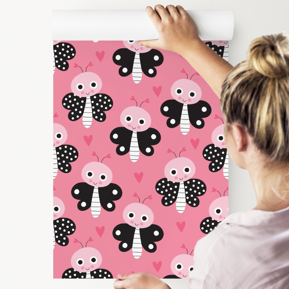 Tapet Copii Fluturasi si Inimioare 53cm x 10m - eMAG.ro